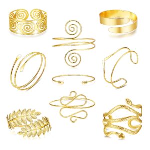 suprsparkle 9pc 9-10pcs upper arm cuff arm bands for women gold adjustable upper arm cuff bracelets boho armband bangle jewelry…