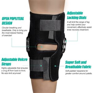 NEENCA Hinged Knee Brace, Knee Immobilizer with Locking Dials & Side Stabilizers, Medical ROM Knee Brace for Knee Pain, Arthritis, ACL, PCL, MCL,Meniscus Tear, Injuries/Post OP, Prevent Hyperextension