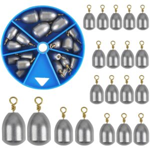 fishing weights sinkers assortment, iron fishing sinkers and weights bass casting weight sinkers bell sinkers with ring teardrop weights for saltwater freshwater steelhead fishing (20pcs)