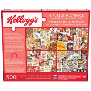 Kellogg’s, 4 Puzzle Multipack, 500 Pieces Combine to Form Mega Puzzle: Cocoa Krispies, Corn Flakes, Fruit Loops, Rice Krispies, for Kids and Adults