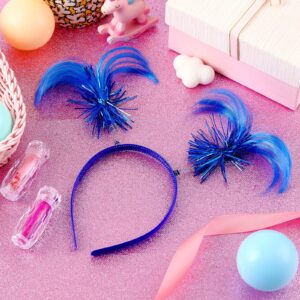 WILLBOND 6 Pieces Tinsel Wrapped Feathers Ponytails Headbands Crazy Hair Day Costume Party Bopper Headwear Bopper for Women(Blue)