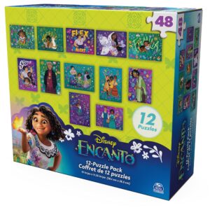 Disney Encanto, 12 Jigsaw 48-Piece Puzzle Pack Easy Quick Cartoon New Colombia-Themed Musical Movie Characters, for Kids Aged 4 and up