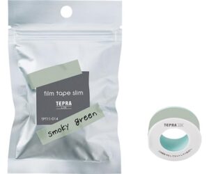 tepra lite film tape slim clear series, thermal synthetic paper, width 0.43" length 13.1 from king jim (smoky green)