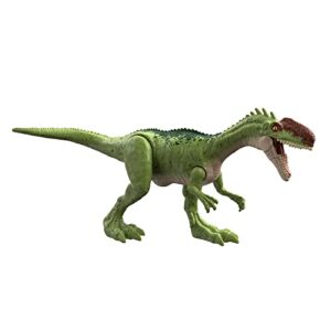 jurassic world fierce force monolophosaurus camp cretaceous authentic dinosaur strike motion action figure, movable joints, gift 3 years & older