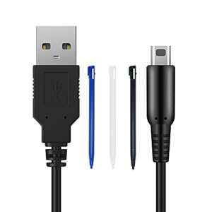 dsi usb charger cable kit, dsi charger cable and stylus pen compatible with nintendo dsi, play and charge power charging cord for dsi, with 3 stylus