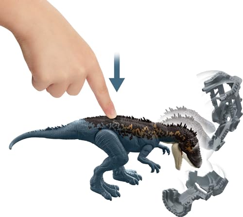 Mattel Jurassic World Mega Destroyers Carcharodontosaurus Posable Dinosaur Action Figure Toy with Attack and Breakout Features, Blue