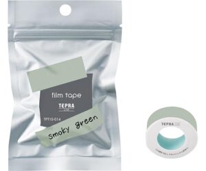 tepra lite film tape, tape width 0.59” from kingjim (smoky green)