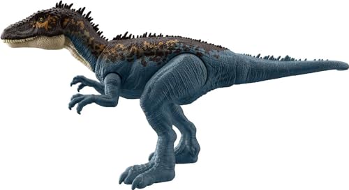 Mattel Jurassic World Mega Destroyers Carcharodontosaurus Posable Dinosaur Action Figure Toy with Attack and Breakout Features, Blue