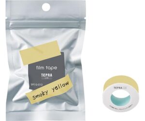 tepra lite film tape, tape width 0.59” from kingjim (smoky yellow)