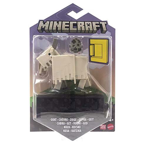 Mattel Minecraft Goat Action Figure, 3.25-in, with 1 Build-a-Portal Piece & 1 Accessory, Building Toy Inspired by Video Game, Collectible Gift for Fans & Kids Ages 6 Years & Older