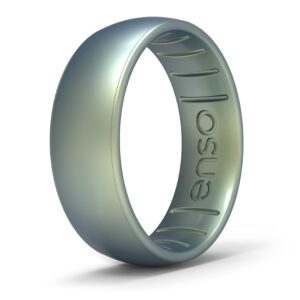 enso rings classic elements silicone ring infused with precious elements – wedding engagement band – 6.6mm wide, 1.75mm thick - volcanic ash – size: 6