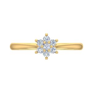 FINEROCK 0.15 Carat Prong Set Diamond Cluster Ring Band in 14K Yellow Gold (Ring Size 6)