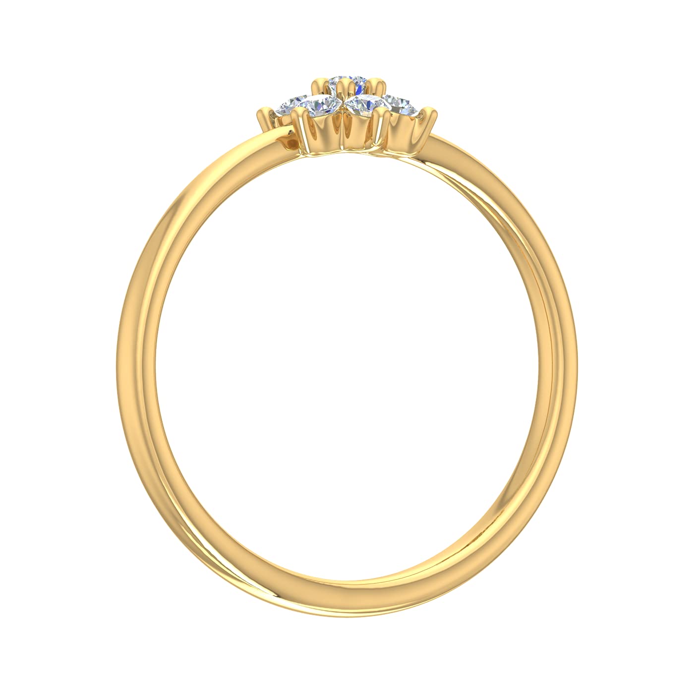 FINEROCK 0.15 Carat Prong Set Diamond Cluster Ring Band in 14K Yellow Gold (Ring Size 6)