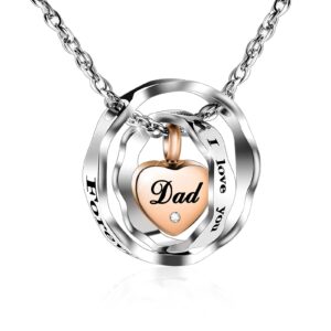 soitis urn necklace for ashes stainless steel cremation necklace with heart waterproof ashes necklace memorial keepsake for dad