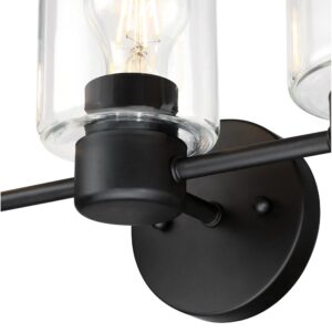 Westinghouse 6115600 Sylvestre Transitional Three-Light Indoor Vanity Light Fixture, Matte Black Finish, Clear Glass