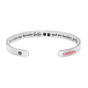 enni of york custom pet name dog memorial bracelet for women dog paw personalized name cuff bangle