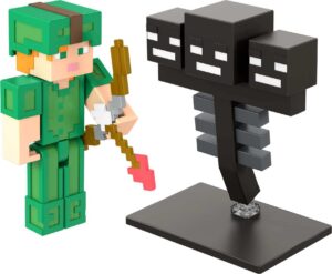 mattel ​​minecraft craft-a-block 2-pk, action figures & toys to create, explore and survive, authentic pixelated designs, collectible gifts for kids age 6 years and older