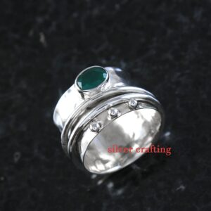 Emerald Gemstone Simple Design Spinner Anxiety Worry Ring (10)