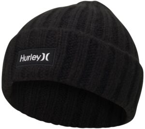 hurley mens winter hat eagle flats cuffed beanie, size one size, black