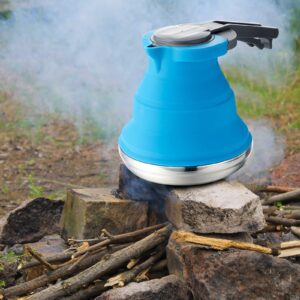 Geiserailie Camping Coffee Pot Portable Camping Pot Camping Kettle Outdoor Camping Coffee Pot Hiking Camping Kettle for Hiking Travel and Outdoors (Blue)