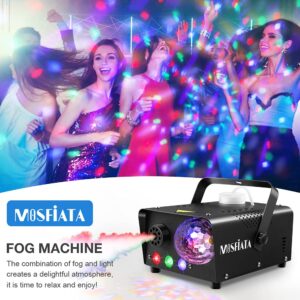 MOSFiATA Fog Machine with Disco Ball Lights 600W Smoke Machine with RGB LED lights, 2300 CFM Spray, Remote Control, Perfect for Halloween, Christmas, Wedding, Party, Club, DJ Stage Effect