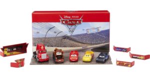 mattel disney and pixar cars vehicle set of 4 collectible character toy cars & 1 mack truck inspired by the florida 500 piston cup race