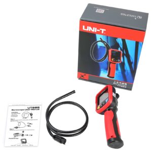 UNI-T Industrial Endoscope UT665 Digital Borescope Sewer Camera for Engine HVAC Chimney Inspection Automotive Maintenance, 4 LED Lights 2.4” Screen Handheld Camera Snake Cable 3.3FT/1M IP67 Waterproof