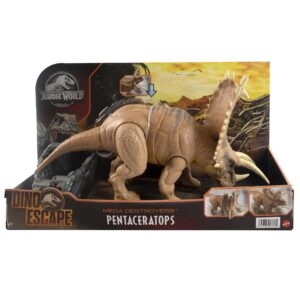 Mattel Jurassic World Camp Cretaceous Mega Destroyers Pentaceratops Dinosaur Action Figure, Toy with Movable Joints, Attack and Breakout Feature