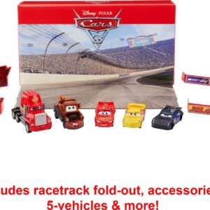 Mattel Disney and Pixar Cars Vehicle Set of 4 Collectible Character Toy Cars & 1 Mack Truck Inspired by the Florida 500 Piston Cup Race