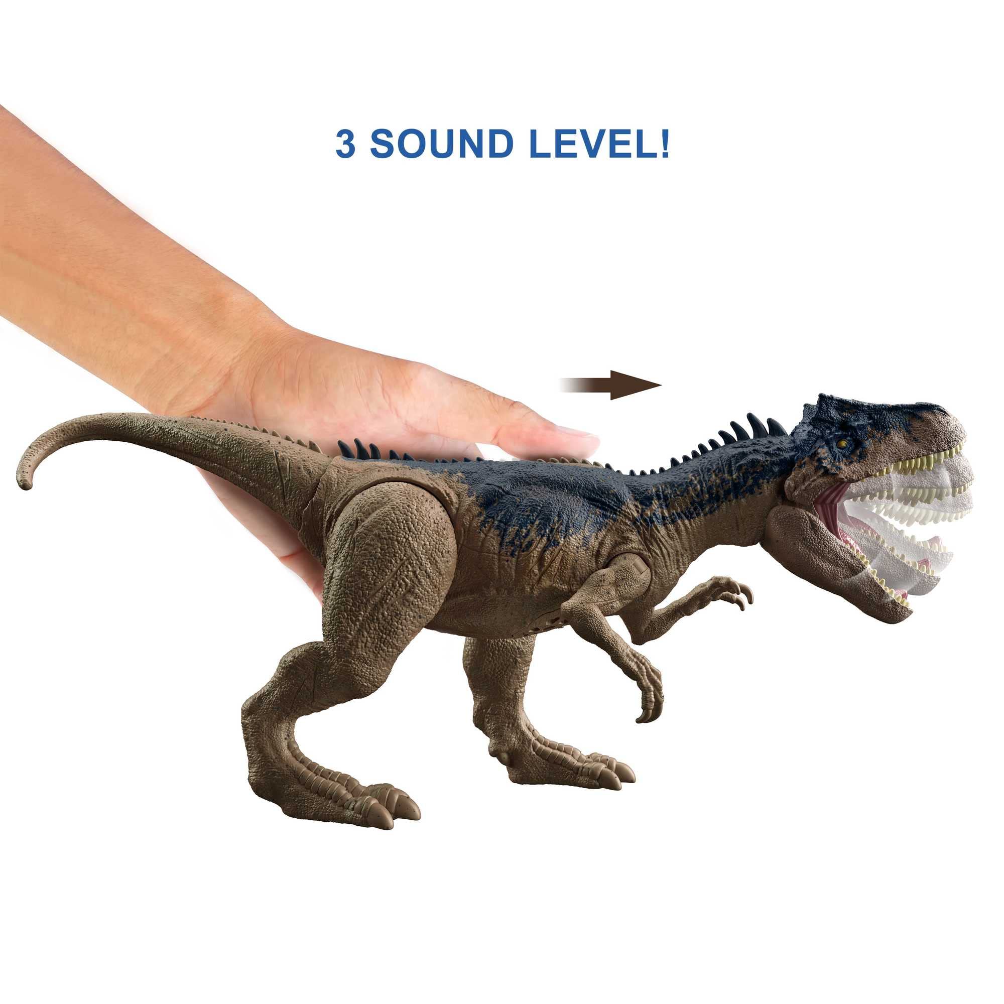 Jurassic World Toys Camp Cretaceous Roar Attack Allosaurus Dinosaur Action Figure with Strike Feature and Sounds, Toy Gift and Collectible