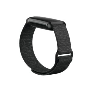 fitbit charge 5 & 6 hook & loop accessory band, official product, charcoal, large