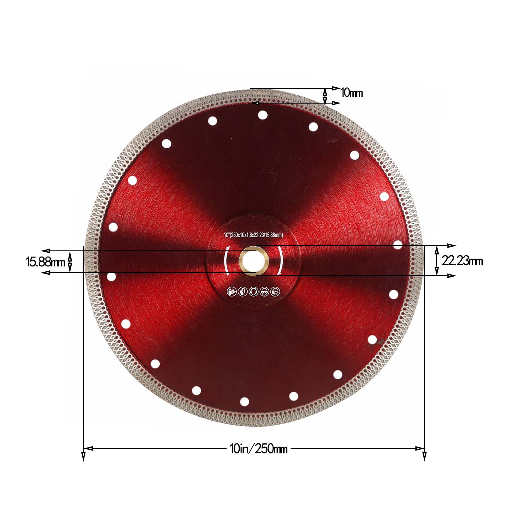 findmall 10 Inch Super Thin Dry Wet Diamond Porcelain Saw Blades Ceramic Cutting Disc Wheels for Cutting Ceramic Tile Porcelain Granite Marbles