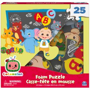 cocomelon, 25-piece jigsaw foam squishy puzzle abc best friends jj & animals musical show, for kids ages 4 and up