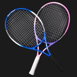 Senston 23 inch Tennis Racket for Kids 2-Pack Boys Girls Tennis Racquets Kids Complete Tennis Set with Balls Pink+Blue