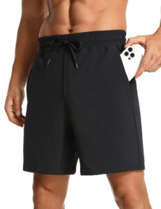 crz yoga men's linerless workout shorts - 7'' quick dry running sports athletic gym shorts with pockets black large