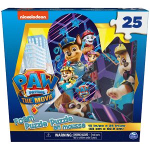 paw patrol: the movie, 25-piece jigsaw oval foam squishy puzzle chase skye marshall rubble, for kids ages 4 and up