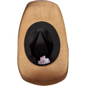 Western Outback Cowboy Hat Men's Women's Style Straw Felt Canvas Brown/Blue Gemstone (ST-18-BR)