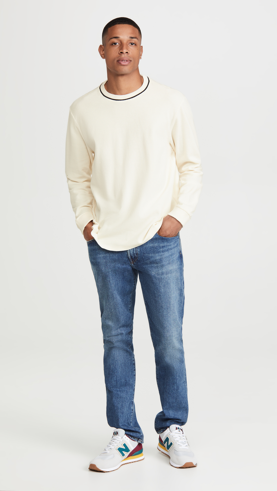 Club Monaco Men's Pique Sweatshirt, Blanc DE Blanc, Large