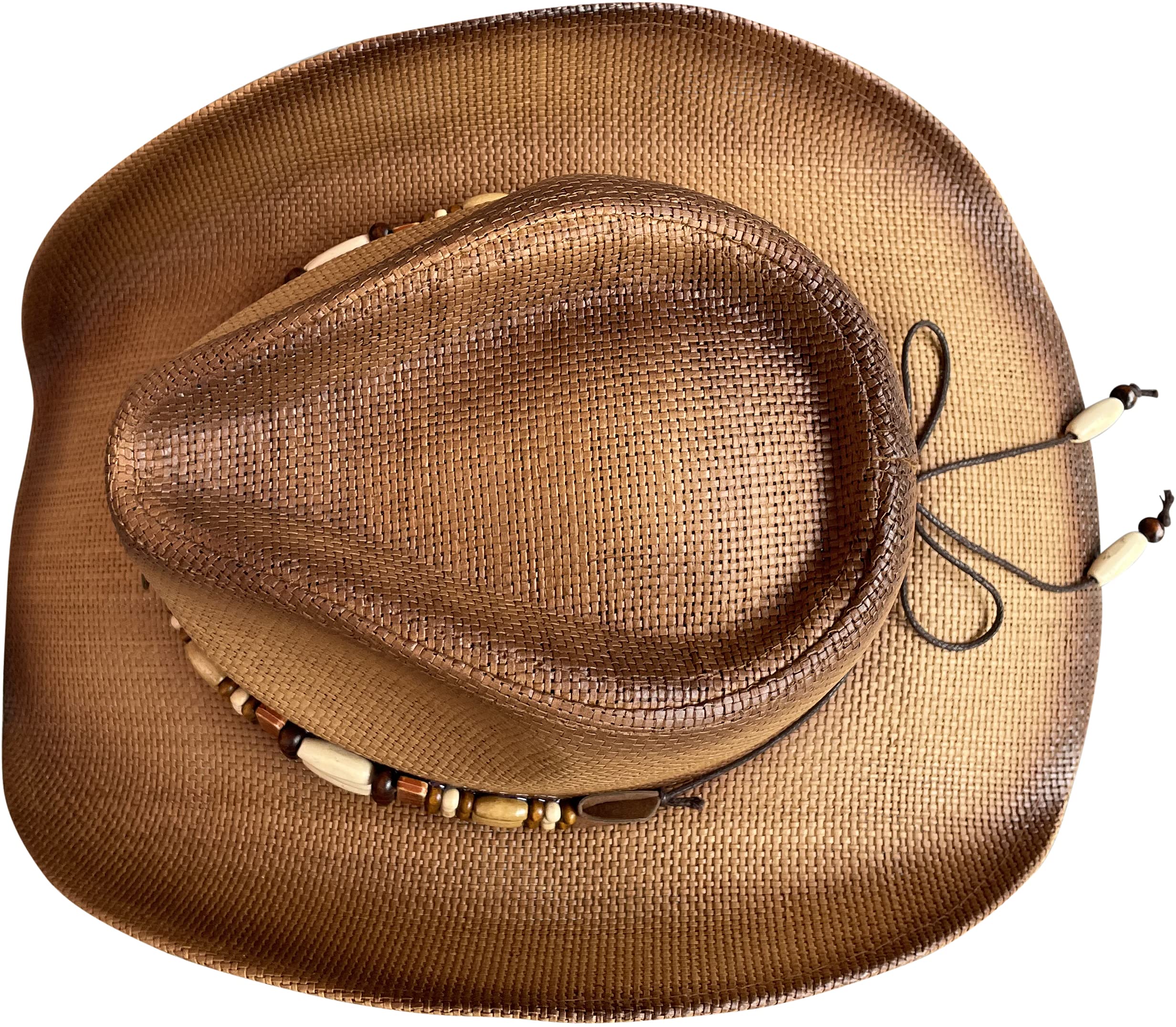 Western Outback Cowboy Hat Men's Women's Style Straw Felt Canvas Brown/Blue Gemstone (ST-18-BR)