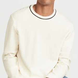 Club Monaco Men's Pique Sweatshirt, Blanc DE Blanc, Large