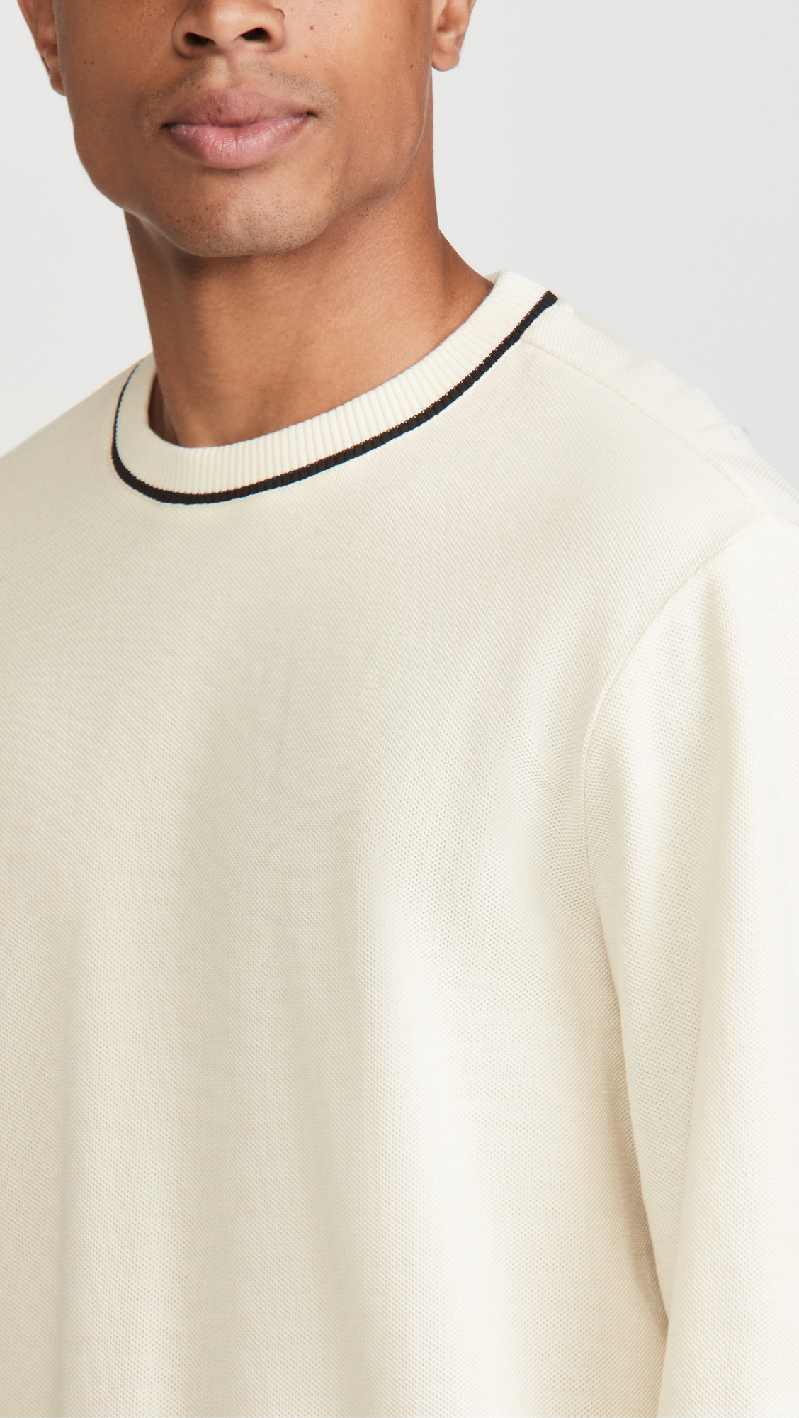 Club Monaco Men's Pique Sweatshirt, Blanc DE Blanc, Large