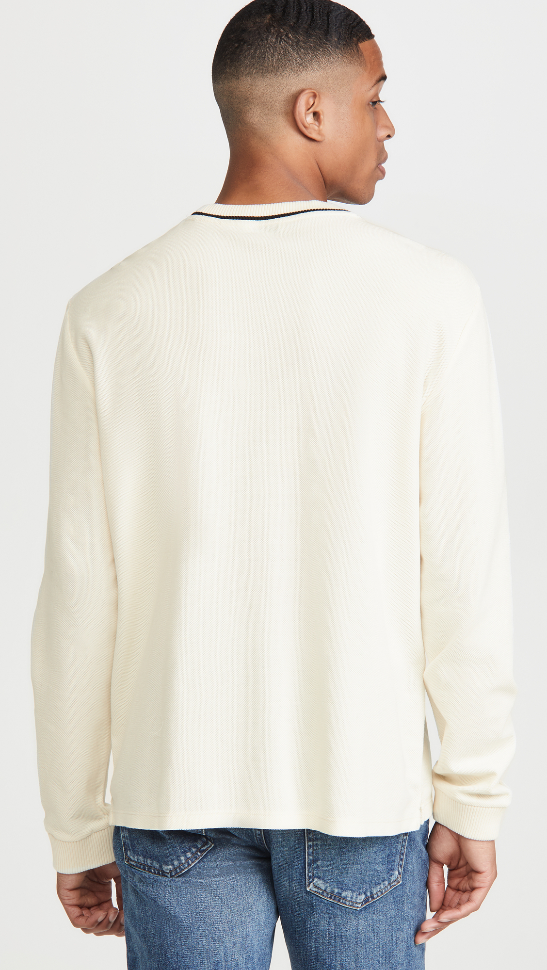 Club Monaco Men's Pique Sweatshirt, Blanc DE Blanc, Large