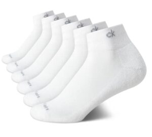 calvin klein women's athletic sock - cushion quarter cut ankle socks (6 pack), size 4-10, white