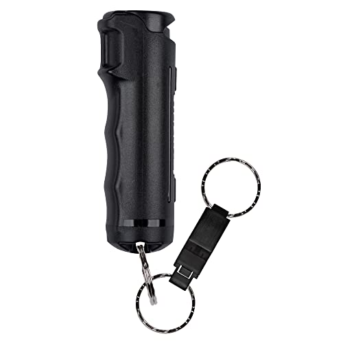 SABRE 2-in-1 Pepper Gel for Self Defense with Detachable Safety Whistle Keychain, 25 Bursts, Can Be Heard Up To 750 Feet (229 Meters), UV Marking Dye, Ergonomic Finger Grip, Fast Flip Top Safety