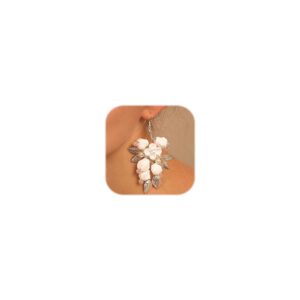 beryuan white flower earings wedding earrings for brides bridal bridesmaids earrings accessories prom earrings esthetics