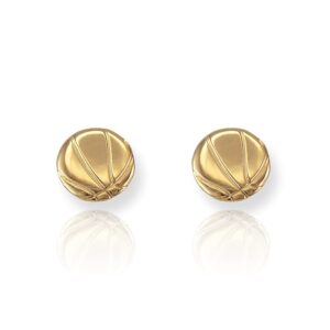 14k yellow gold basketball sport stud earrings