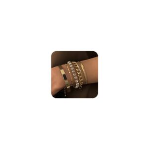 beryuan trendy gold bracelet set for women or men chain bracelet rhinestone bracelet snake bone bracelet bangle bracelet set charm accessories fashion