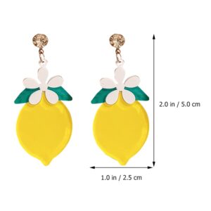 Lemon Earrings Cute Flower Dangle Earrings Crystal Drop Earring Funny Ear Accessories for Women Jewelry Wedding Birthday Gifts, 5x2.5cm