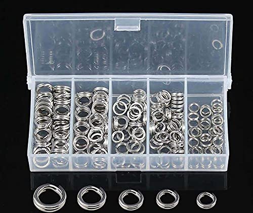 HTHYLURE Fishing Stainless Steel Split Rings 200PCs/Box High Strength Heavy Duty Hyper Wire Heavy Duty Saltwater Freshwater Line Lure Connectors Double Snap Super Strong Solid Circle Tackle Leader