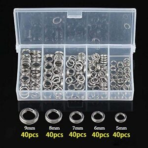 HTHYLURE Fishing Stainless Steel Split Rings 200PCs/Box High Strength Heavy Duty Hyper Wire Heavy Duty Saltwater Freshwater Line Lure Connectors Double Snap Super Strong Solid Circle Tackle Leader